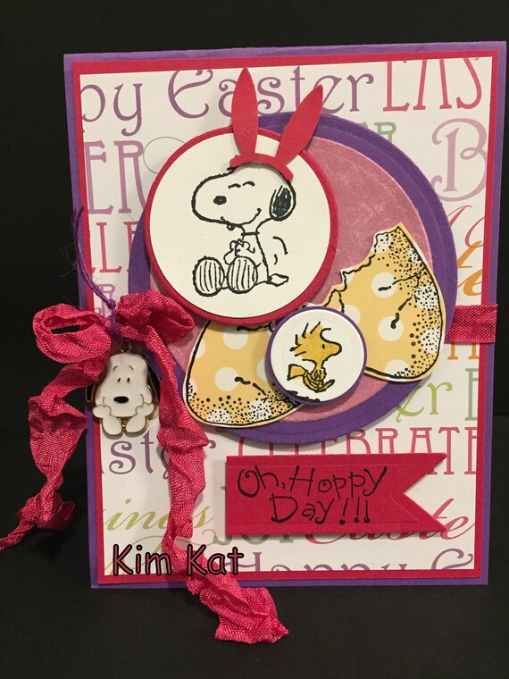 Snoopy Easter Card Peanuts Woodstock Pop up Charlie Brown Egg | Etsy