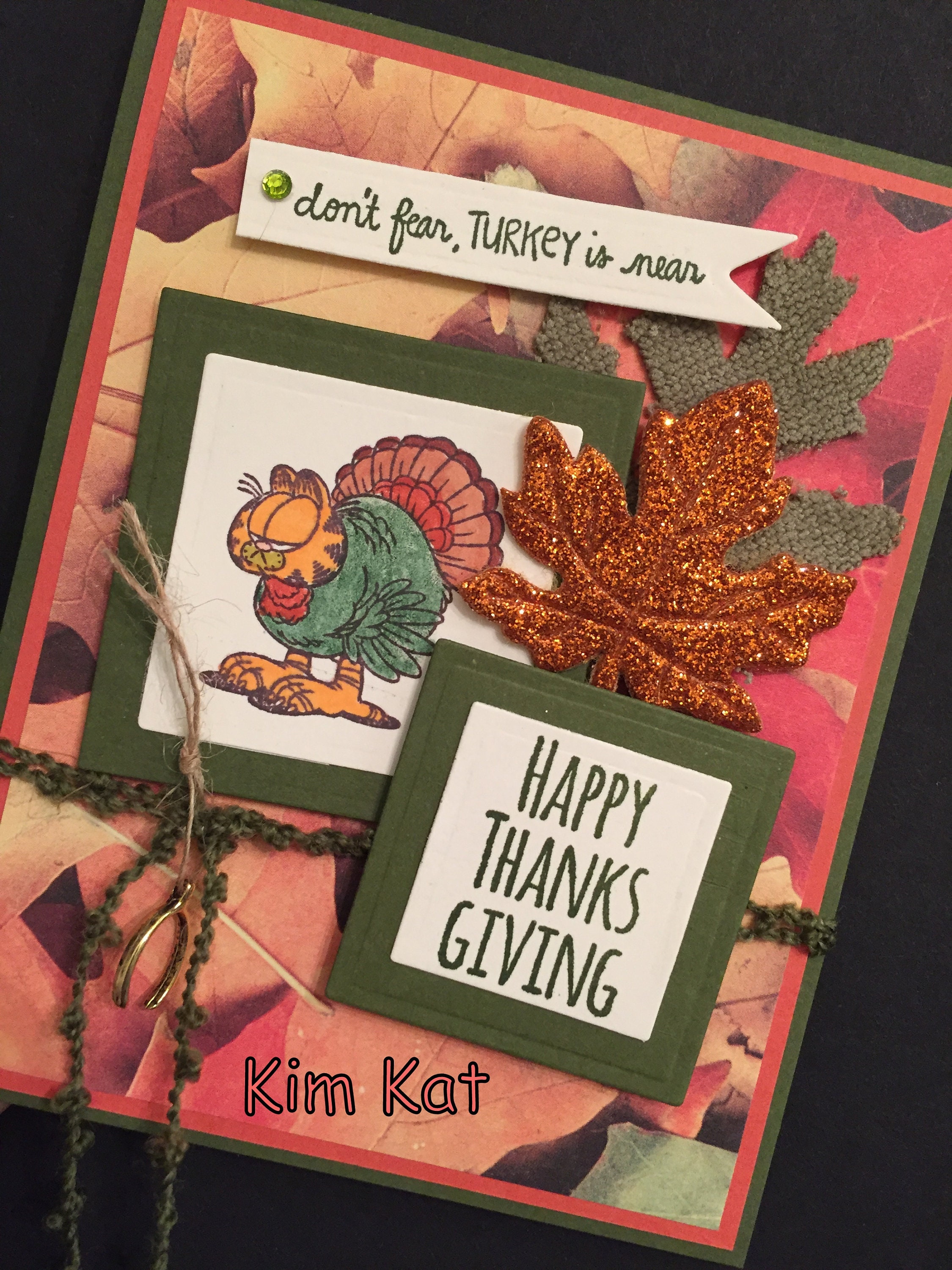 Garfield Card Pop Up Thanksgiving Cat Turkey 3D Wishbone | Etsy