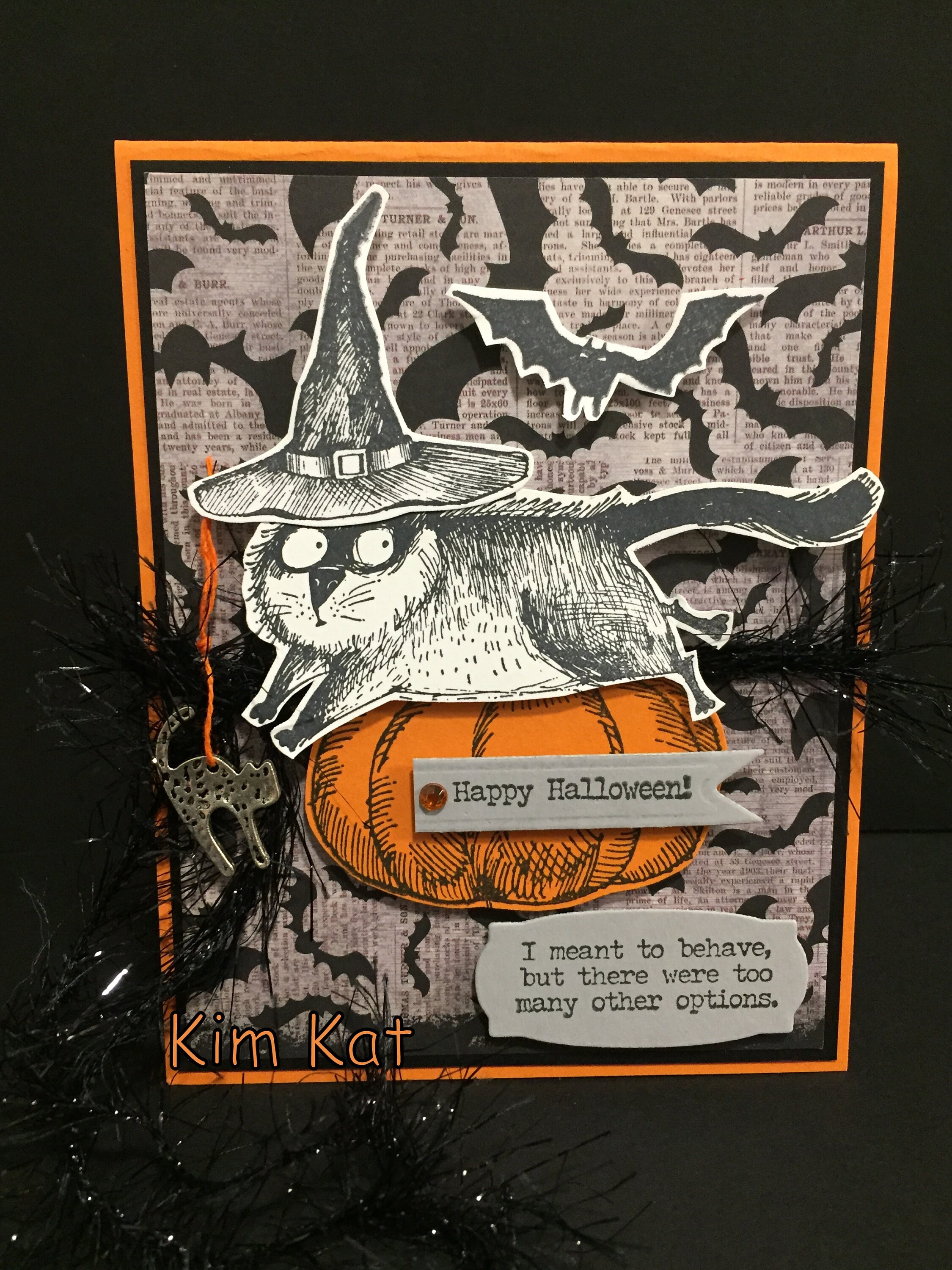 Halloween Black Cat Card Pop Up 3D Funny Meant To Behave Witch | Etsy