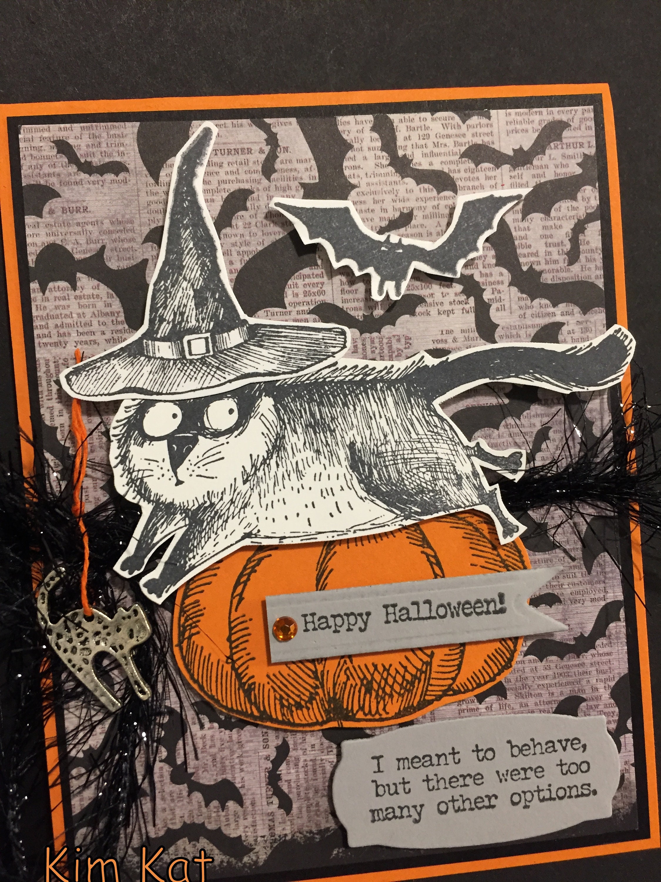 Halloween Black Cat Card Pop Up 3D Funny Meant To Behave Witch | Etsy