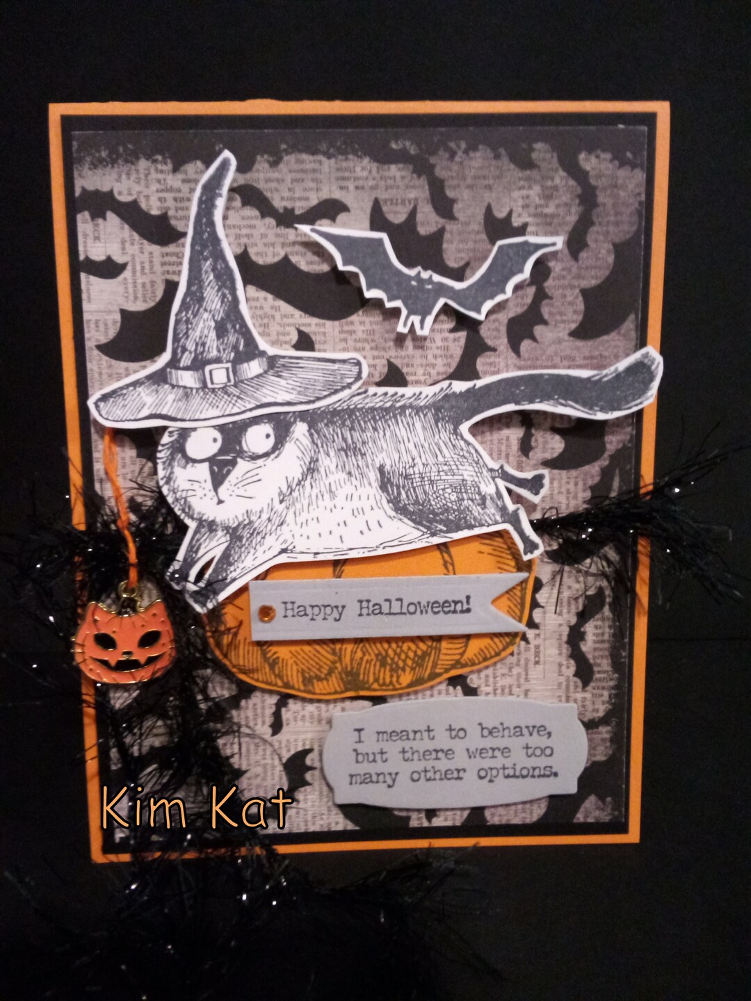 Halloween Black Cat Card Pop up 3D Funny Meant to Behave Witch - Etsy