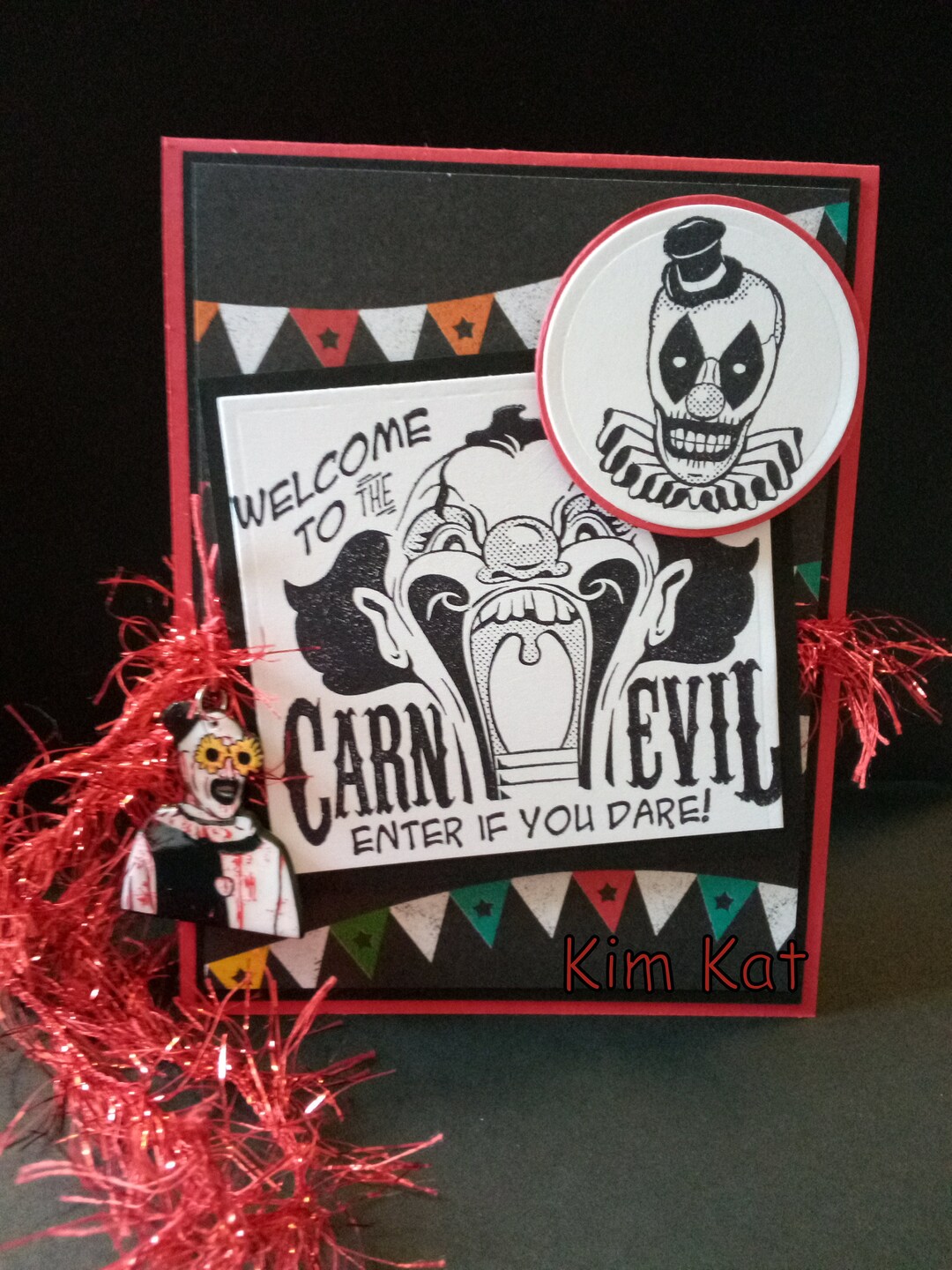 Art the Clown Card Pop up Halloween Terrifier Circus 3D Mixed Media Art ...