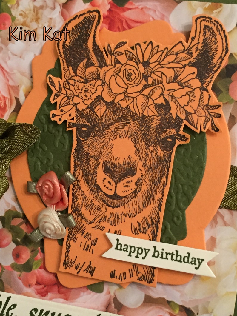 Llama Birthday Card Pop Up Loveable Hugs 3D Sweet Floral OOAK | Etsy