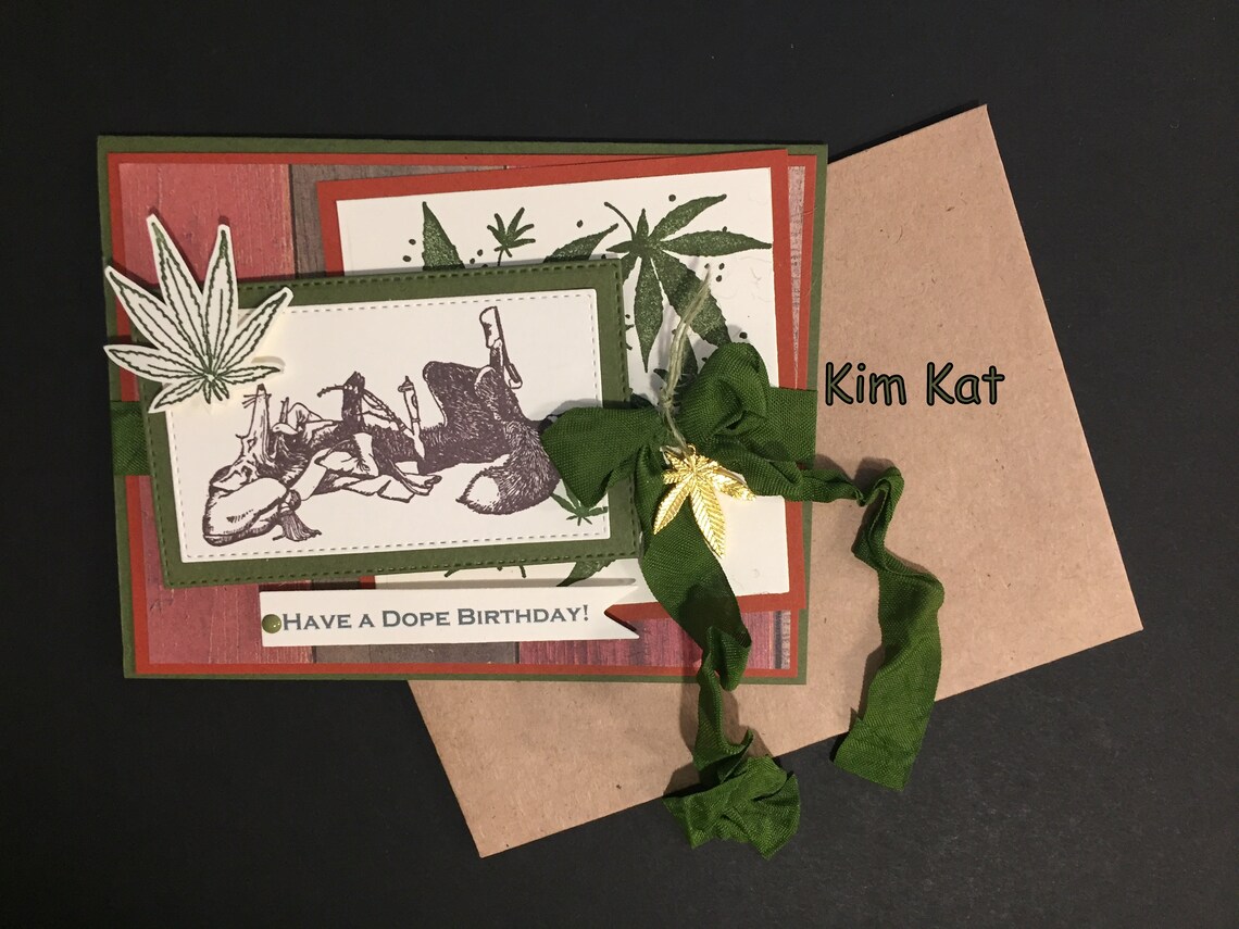 Dope Birthday Card Pop up Marijuana 3D Weed Pot Leaf FOX | Etsy