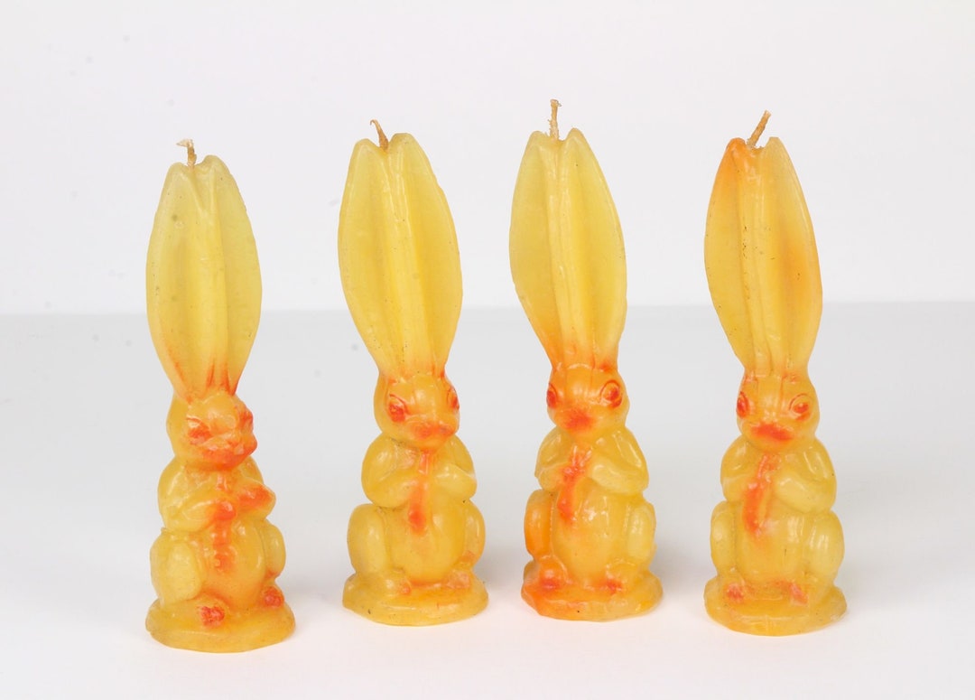 Set of Four Vintage Easter Bunny Candles, X-large Size, Vintage Easter ...