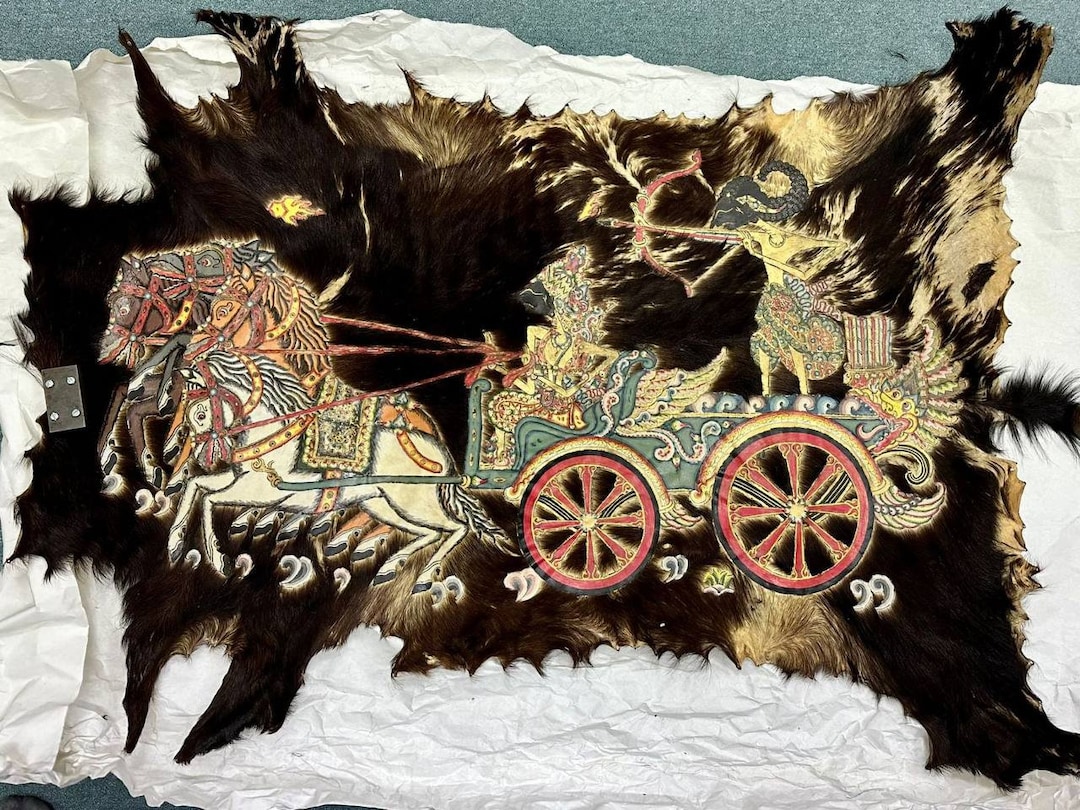 Unframed Wayang Kulit on Full Body Goat Skin Vintage Item - Etsy