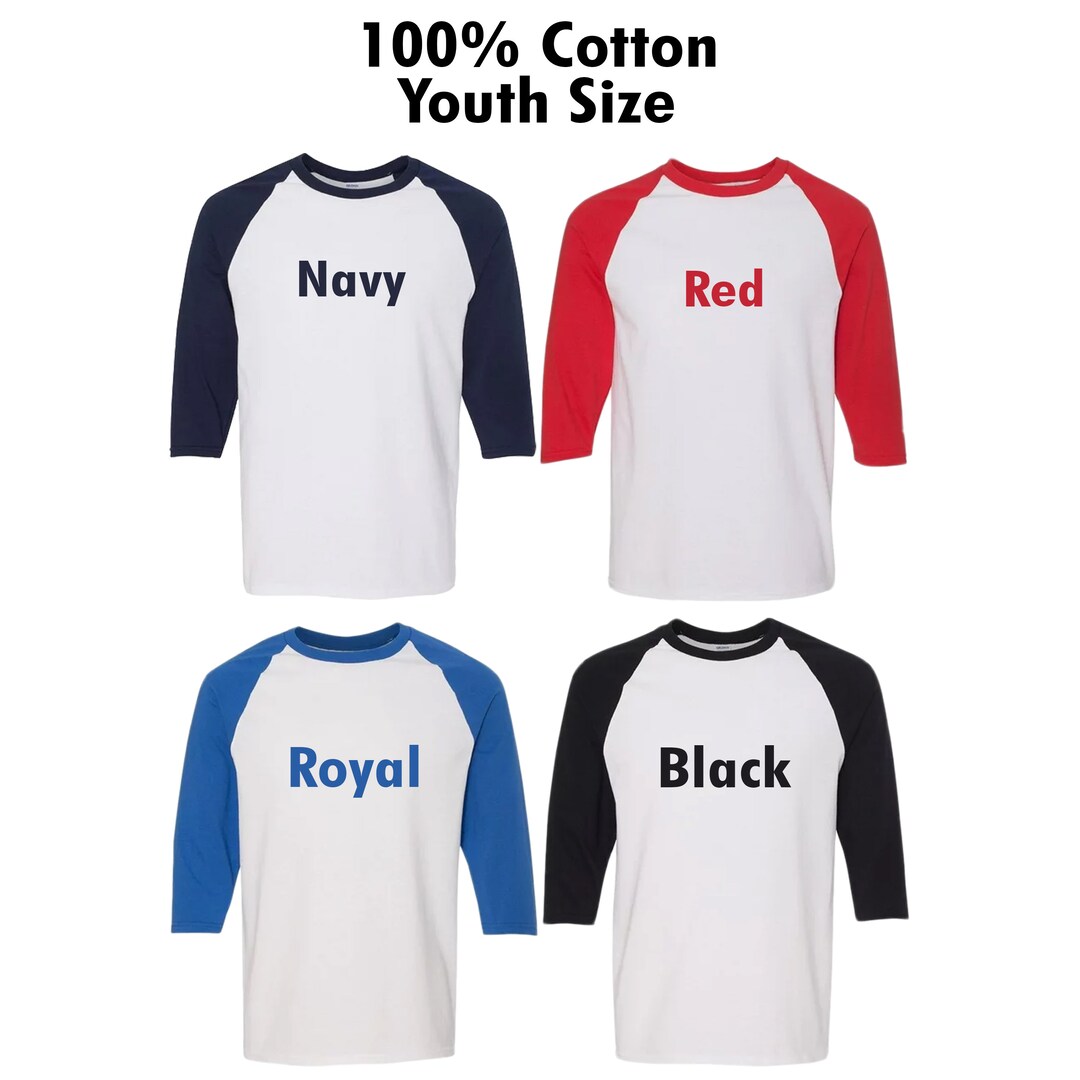 Blank Raglan Baseball Shirt, Youth Jersey Contrast Raglan 3/4 Sleeve ...
