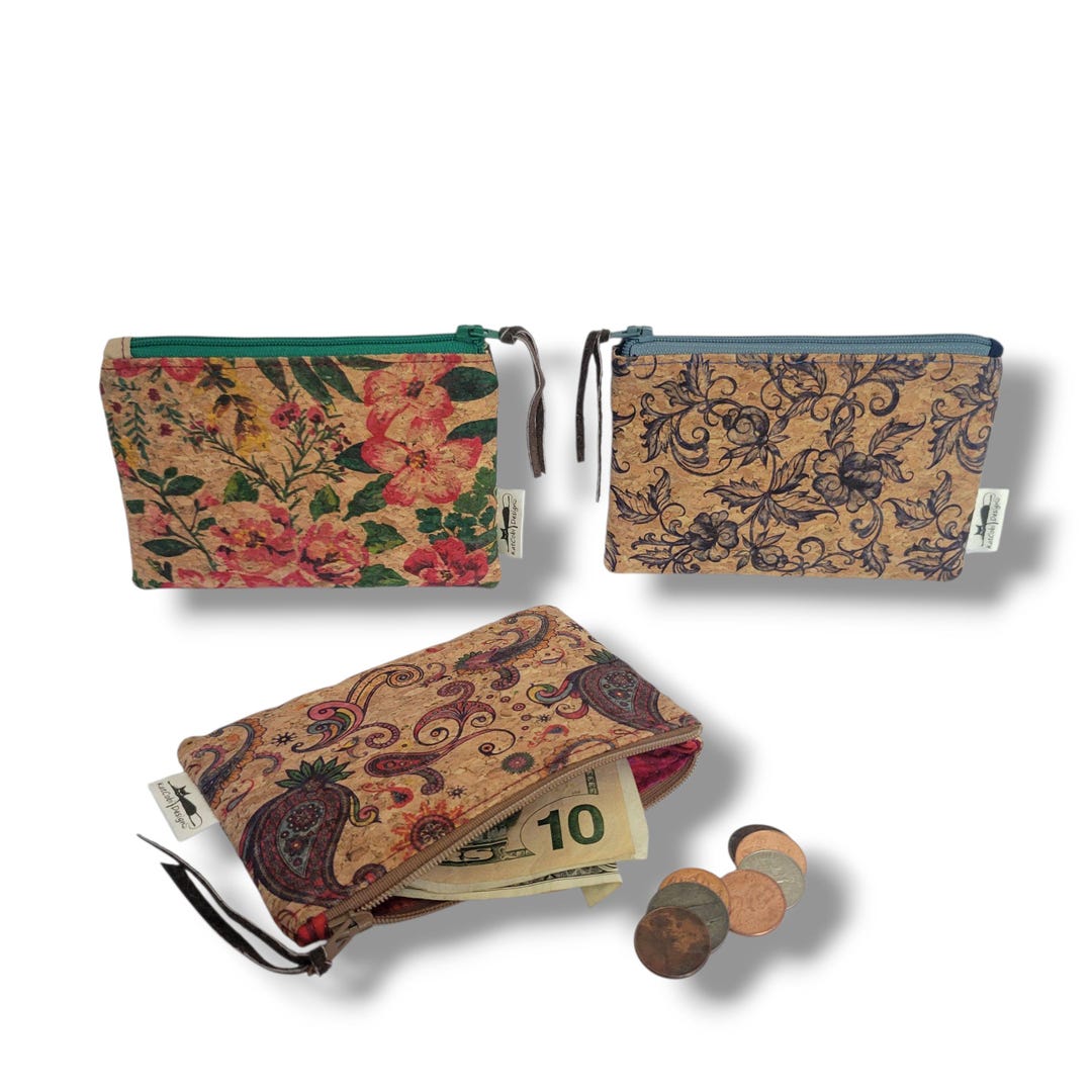 Handmade Cork Coin Purse: Vegan Leather Zipper Wallet - Etsy