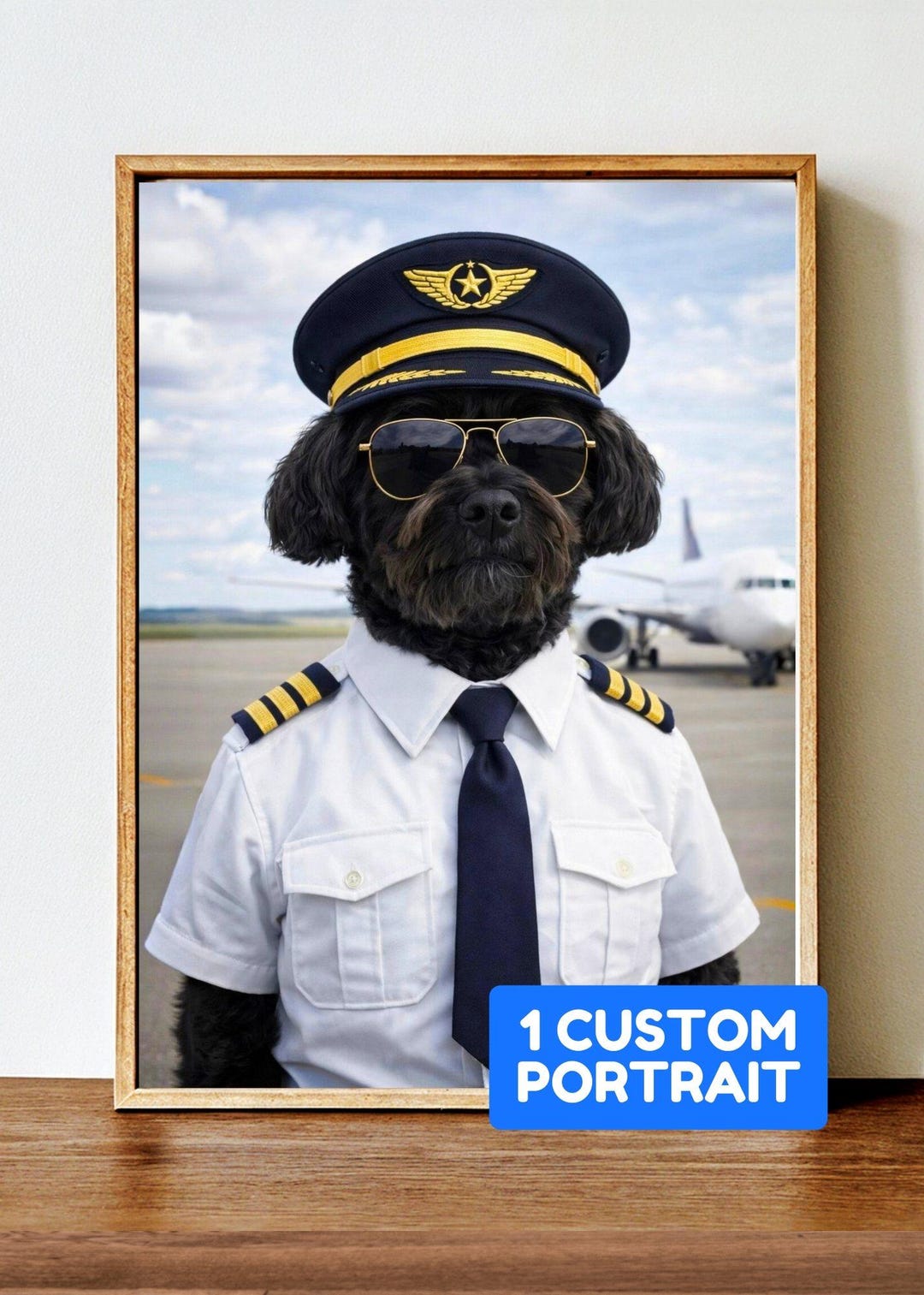 Custom Pilot Dog Portrait: Funny Aviation Art | Pilot Gift (digital ...