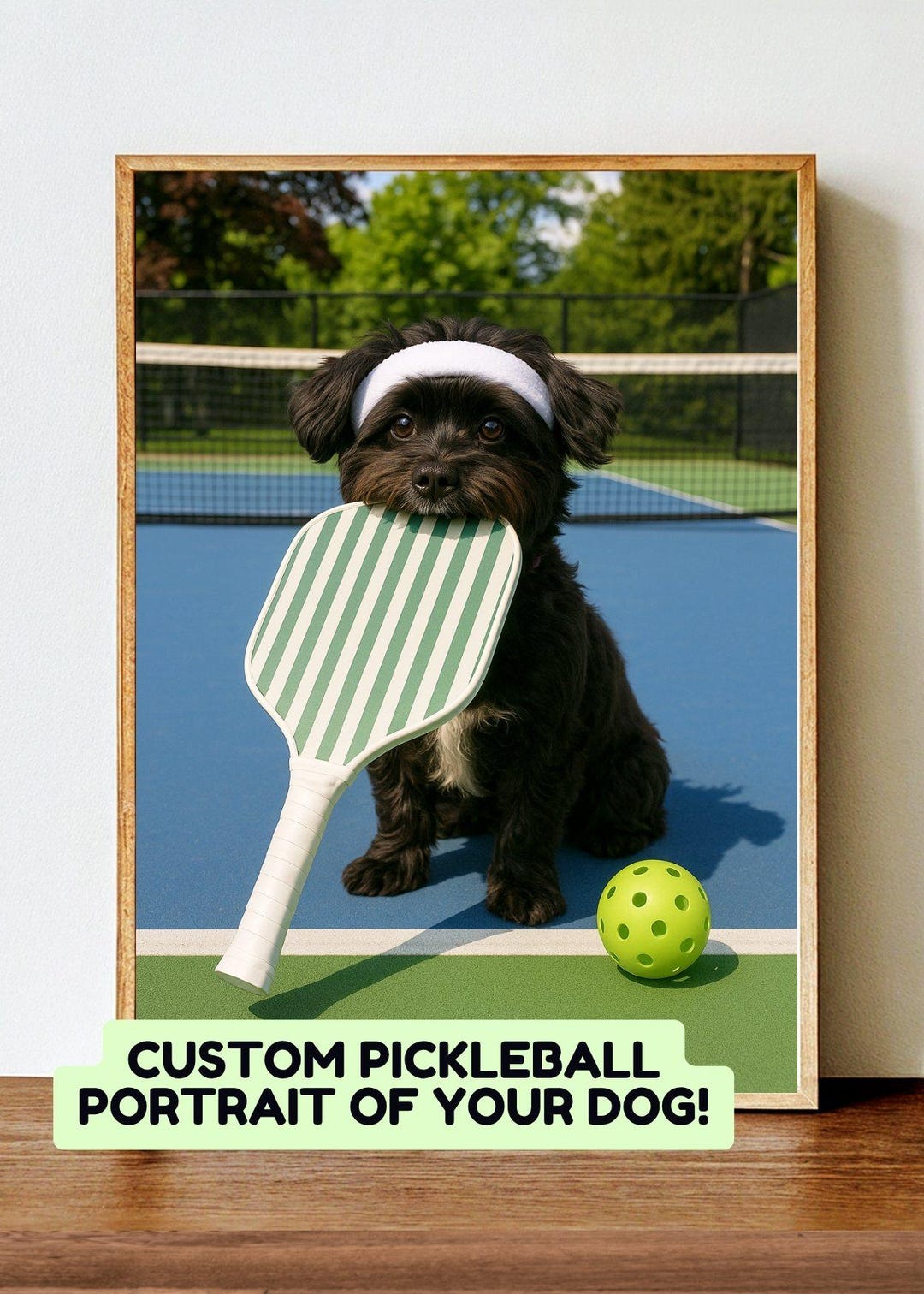 Custom Pickleball Dog Portrait: Personalized Pet Wall Art (digital ...