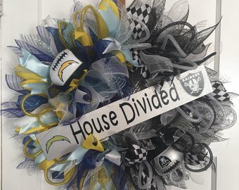 Raiders/cardinals House Divided Wreath | Etsy