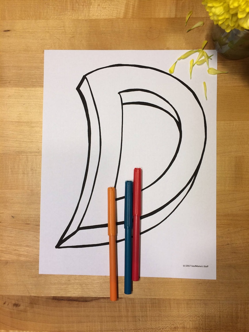 Blank Capital Letter D, Coloring Page, Digital Download, Printable ...