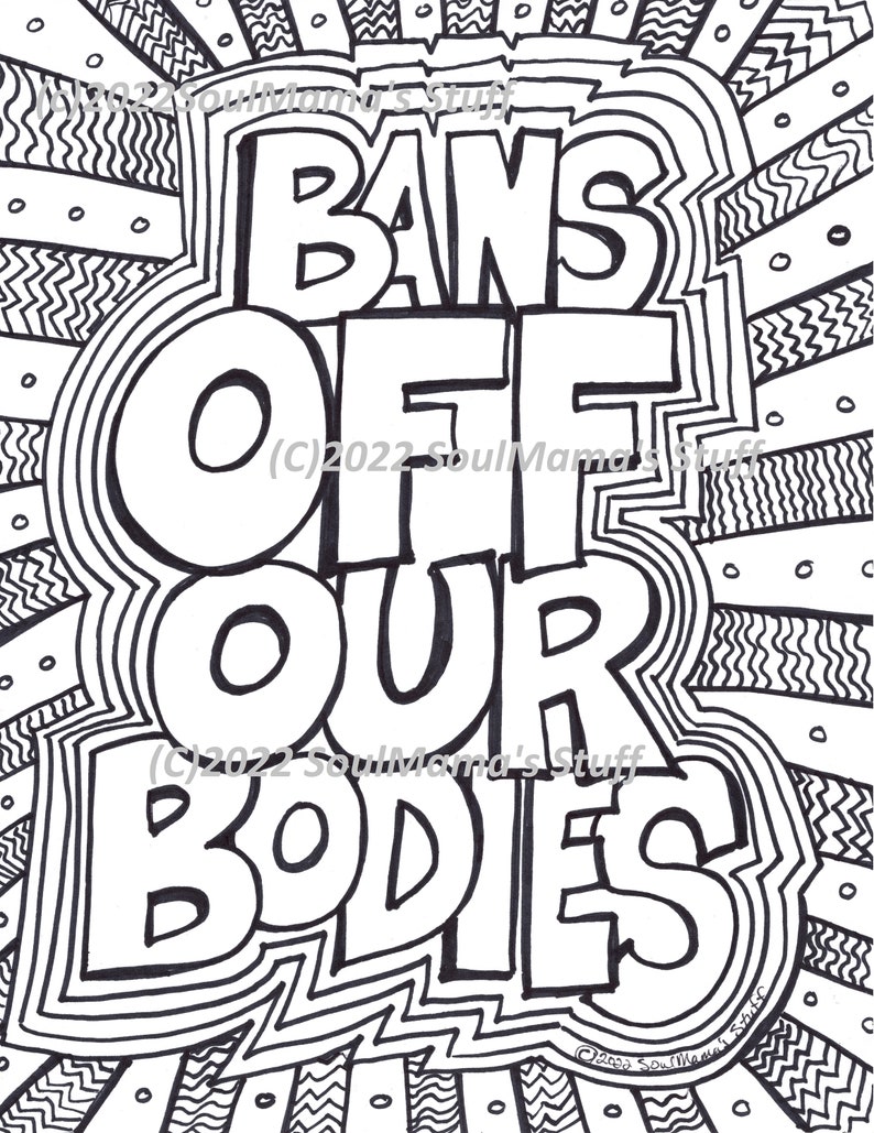 Bans off Our Bodies Coloring Page, Digital Download, PDF, Adult ...