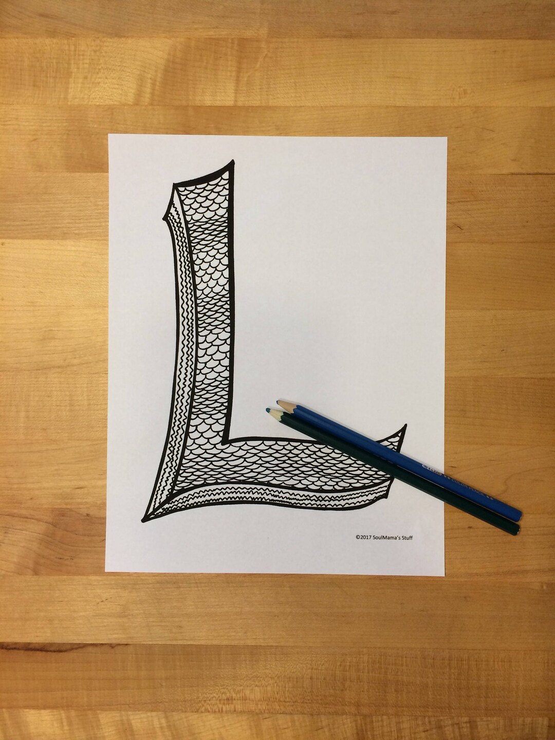 Mermaid Capital Letter L, Coloring Page, Digital Download, Printable ...