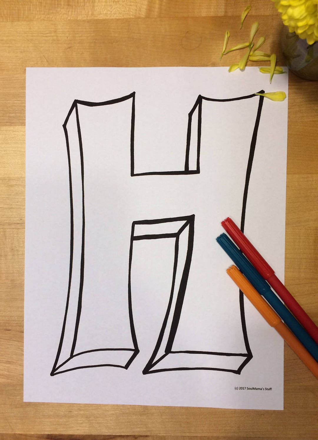 Blank Capital Letter H, Coloring Page, Digital Download, Printable ...