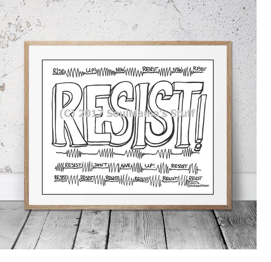 RESIST! Coloring Page, Digital Download, 8.5X11 PDF, Black and White ...