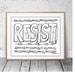 RESIST! Coloring Page, Digital Download, 8.5X11 PDF, Black and White ...