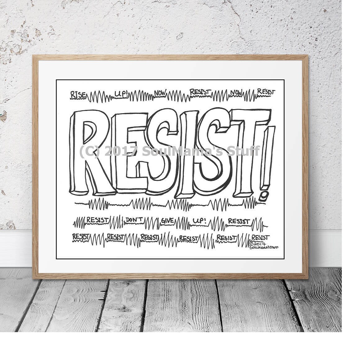 RESIST! Coloring Page, Digital Download, 8.5X11 PDF, Black and White ...