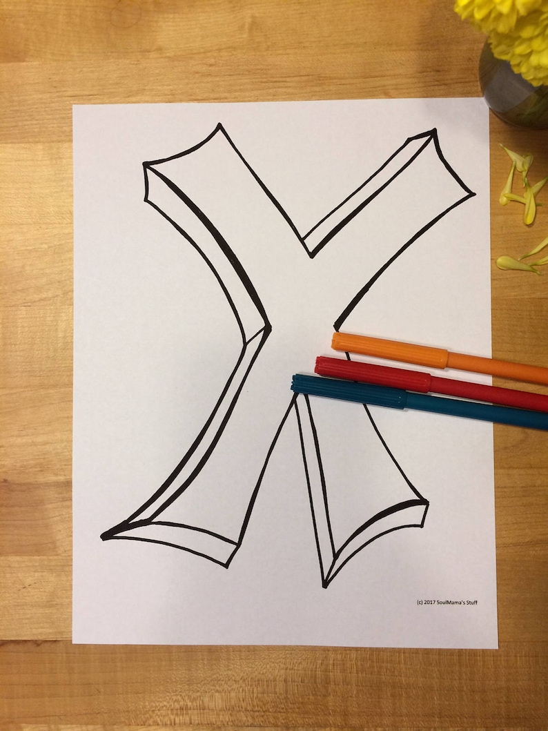 Blank Capital Letter X, Coloring Page, Digital Download, Printable ...