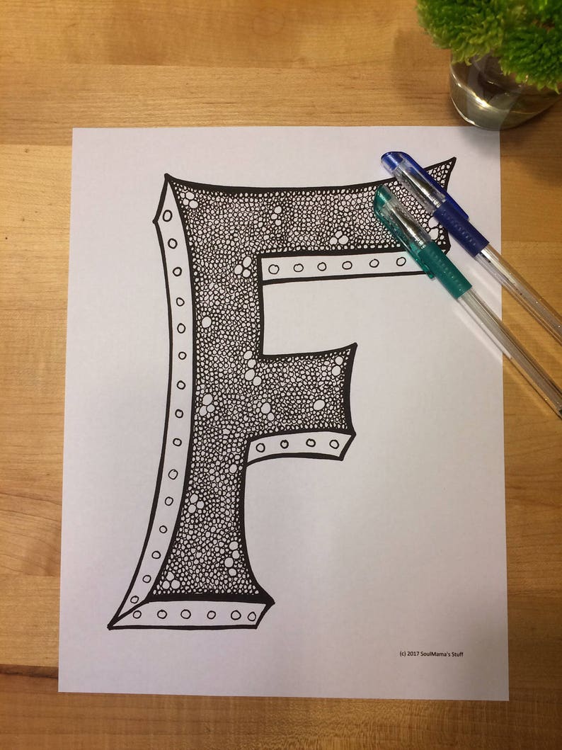 Tiny Bubbles Capital Letter F, Coloring Page, Digital Download ...