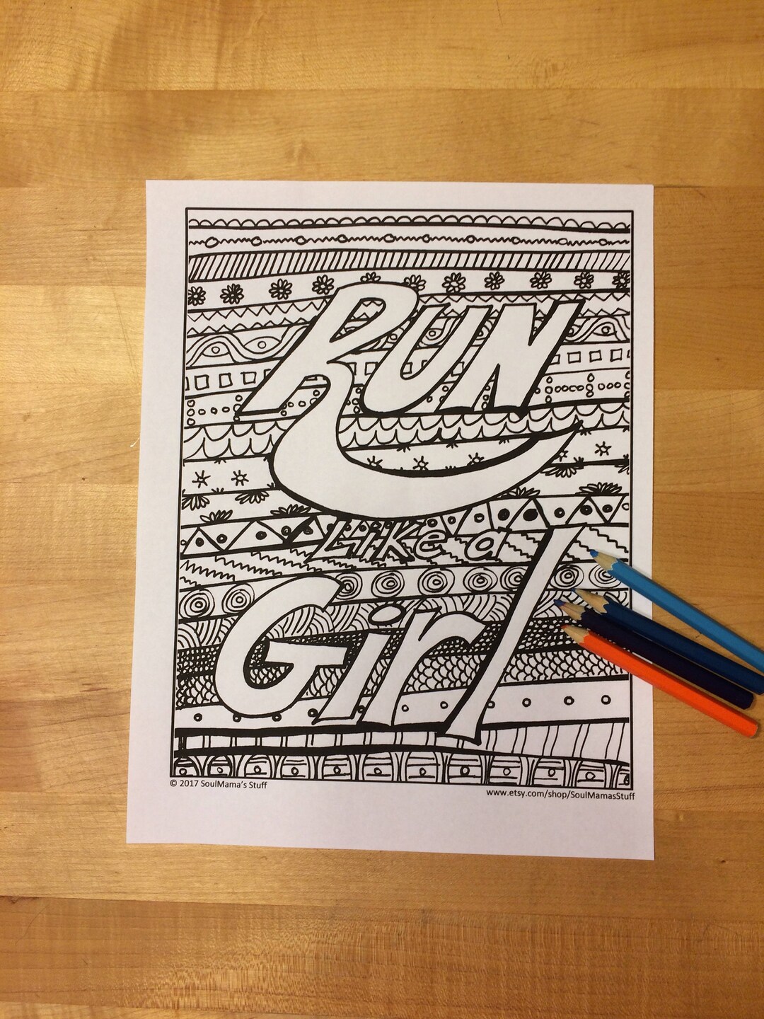 Run Like a Girl, Coloring Page, Digital Download, 8.5X11 PDF File ...