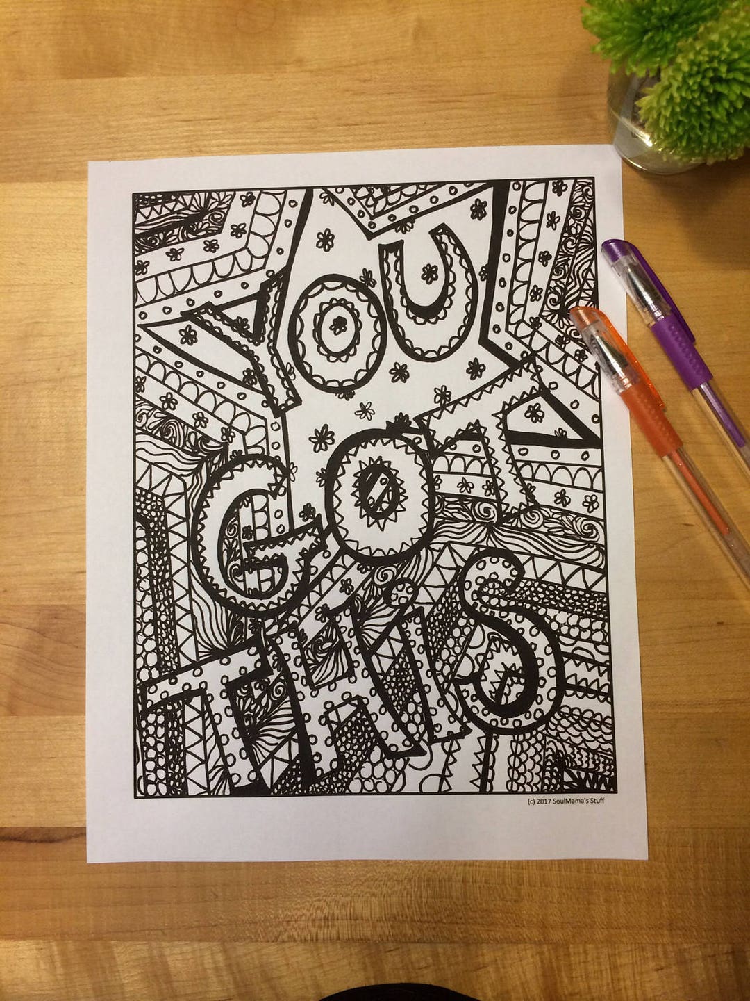 You Got This, Coloring Page, Digital Download, 8.5X11 PDF, Black and ...