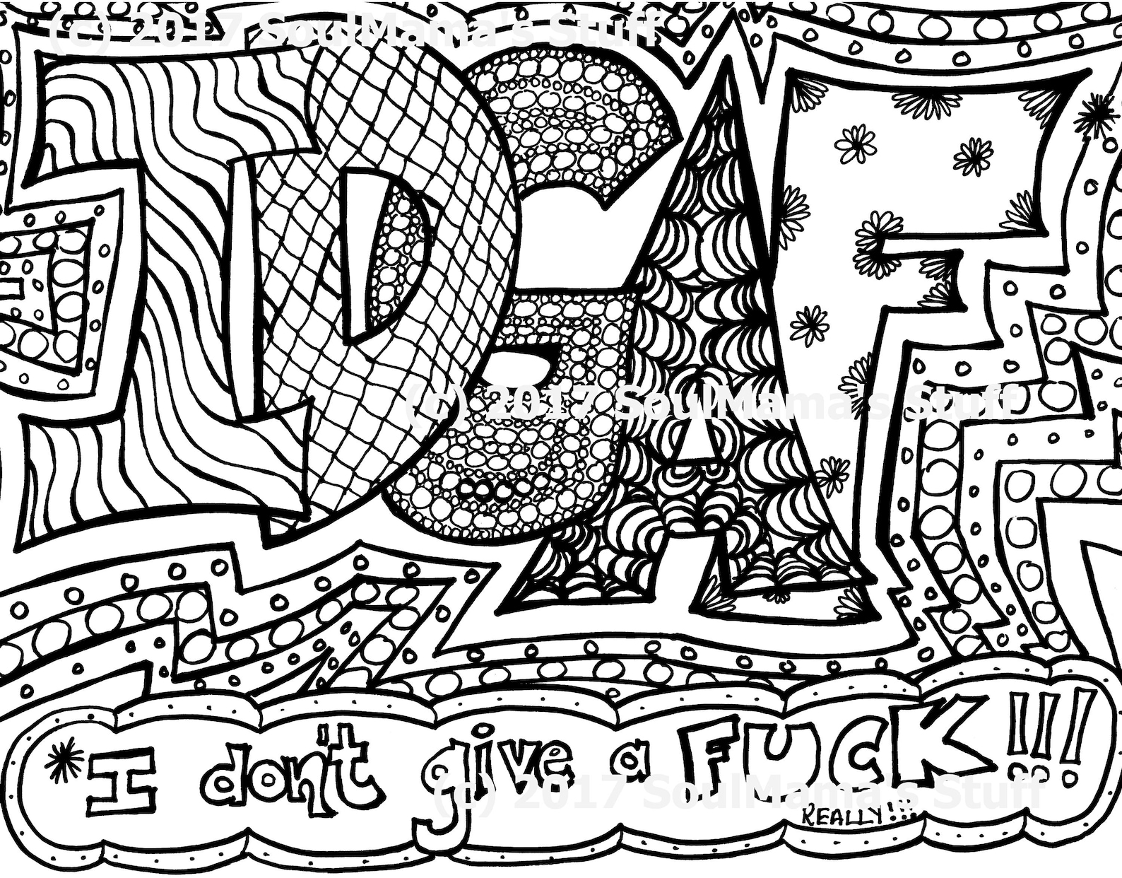 IDGAF! I Don't Give A F*ck! Coloring Page, Digital Download, 8.5X11 PDF ...