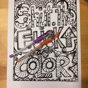 Shut the F*ck up and Color, Coloring Page, Digital Download, Adult ...