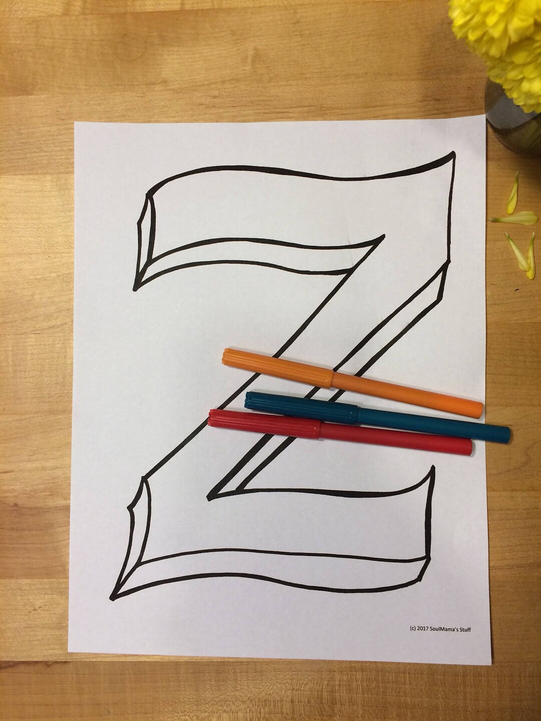 Blank Capital Letter Z, Coloring Page, Digital Download, Printable ...
