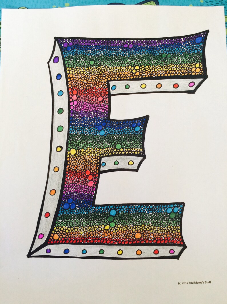 Tiny Bubbles Capital Letter E Coloring Page Digital | Etsy