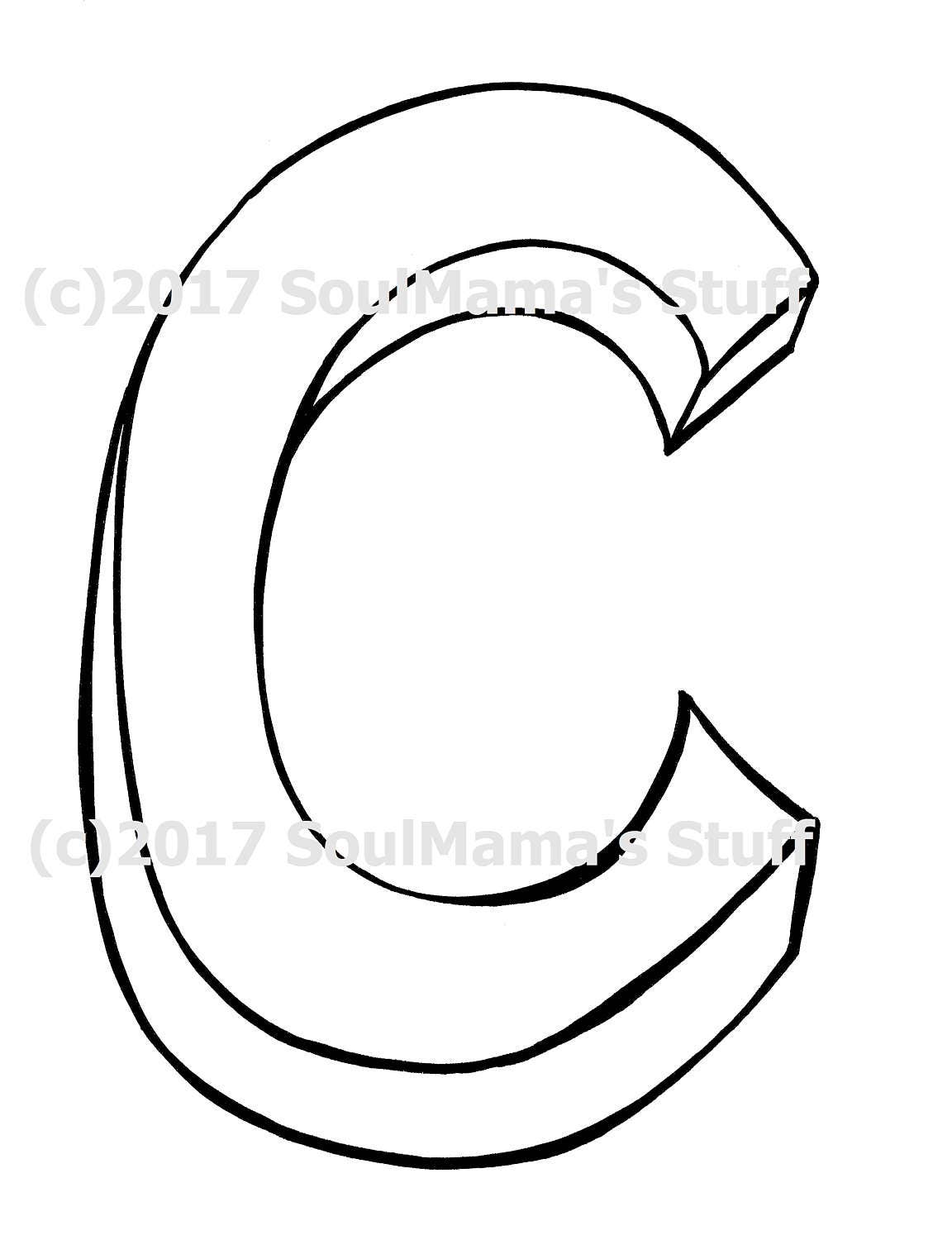 Blank Capital Letter C, Coloring Page, Digital Download, Printable ...