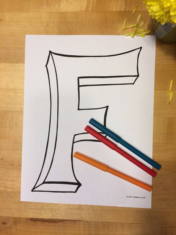 Blank Capital Letter F Coloring Page Digital Download | Etsy