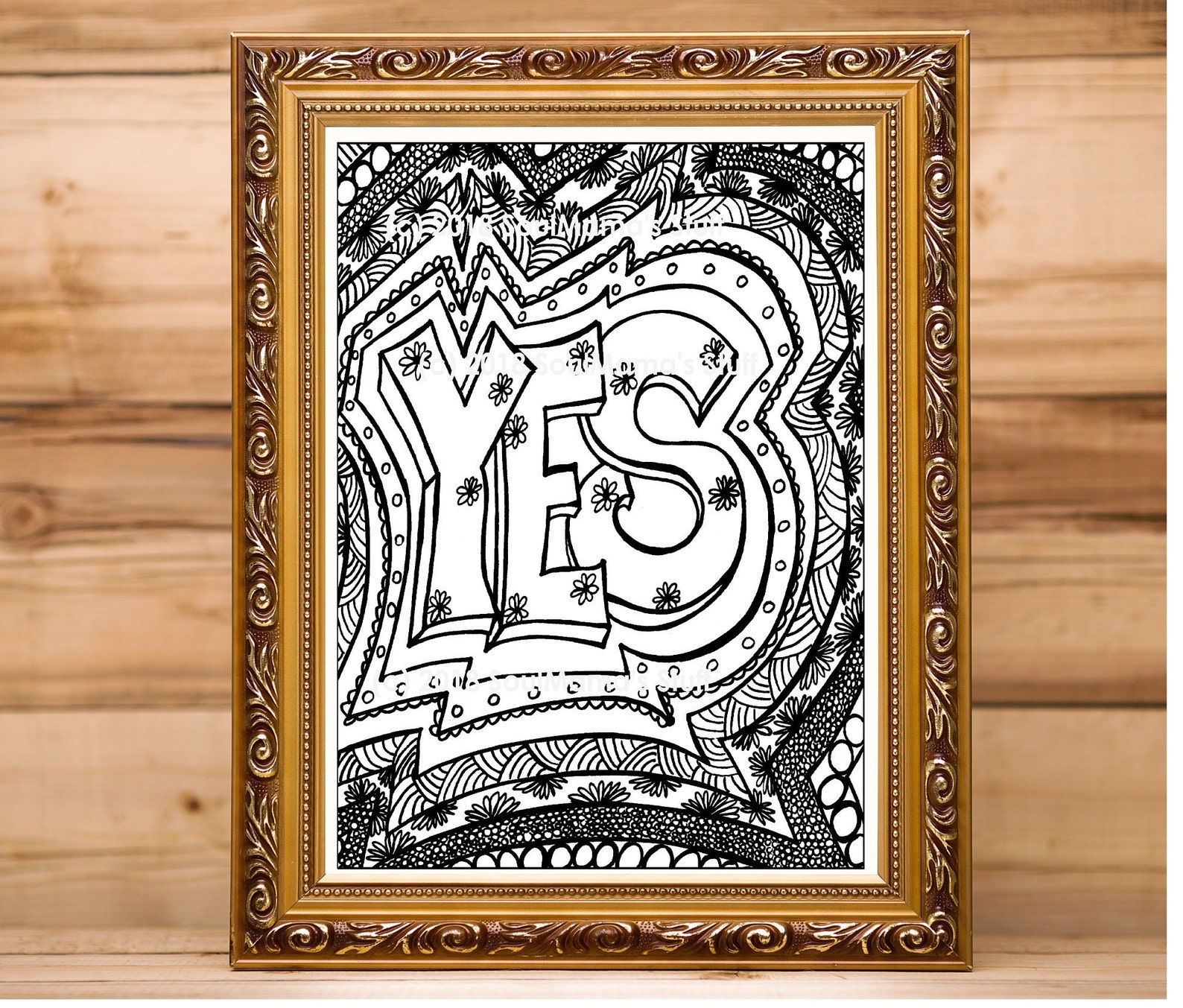 Yes Coloring Page, Digital Download, PDF, Adult Coloring, Anti-stress ...