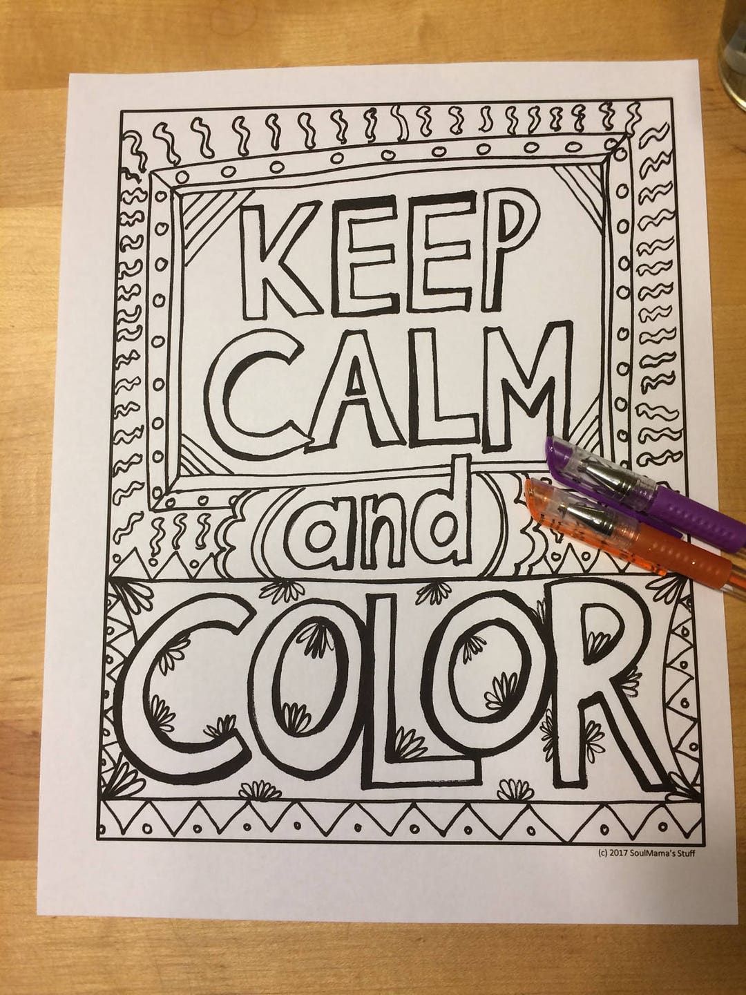 Keep Calm and Color, Coloring Page, Digital Download, 8.5X11 PDF, Black ...