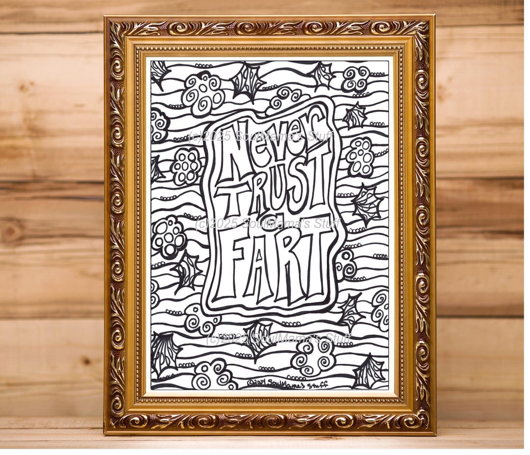 Never Trust a Fart, Digital Download, Printable, PDF, Adult Coloring ...