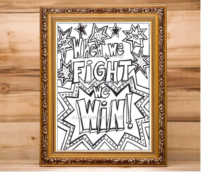 When We Fight We Win Coloring Page, Digital Download, PDF, Adult ...
