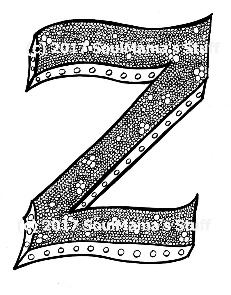Tiny Bubbles Capital Letter Z, Coloring Page, Digital Download ...