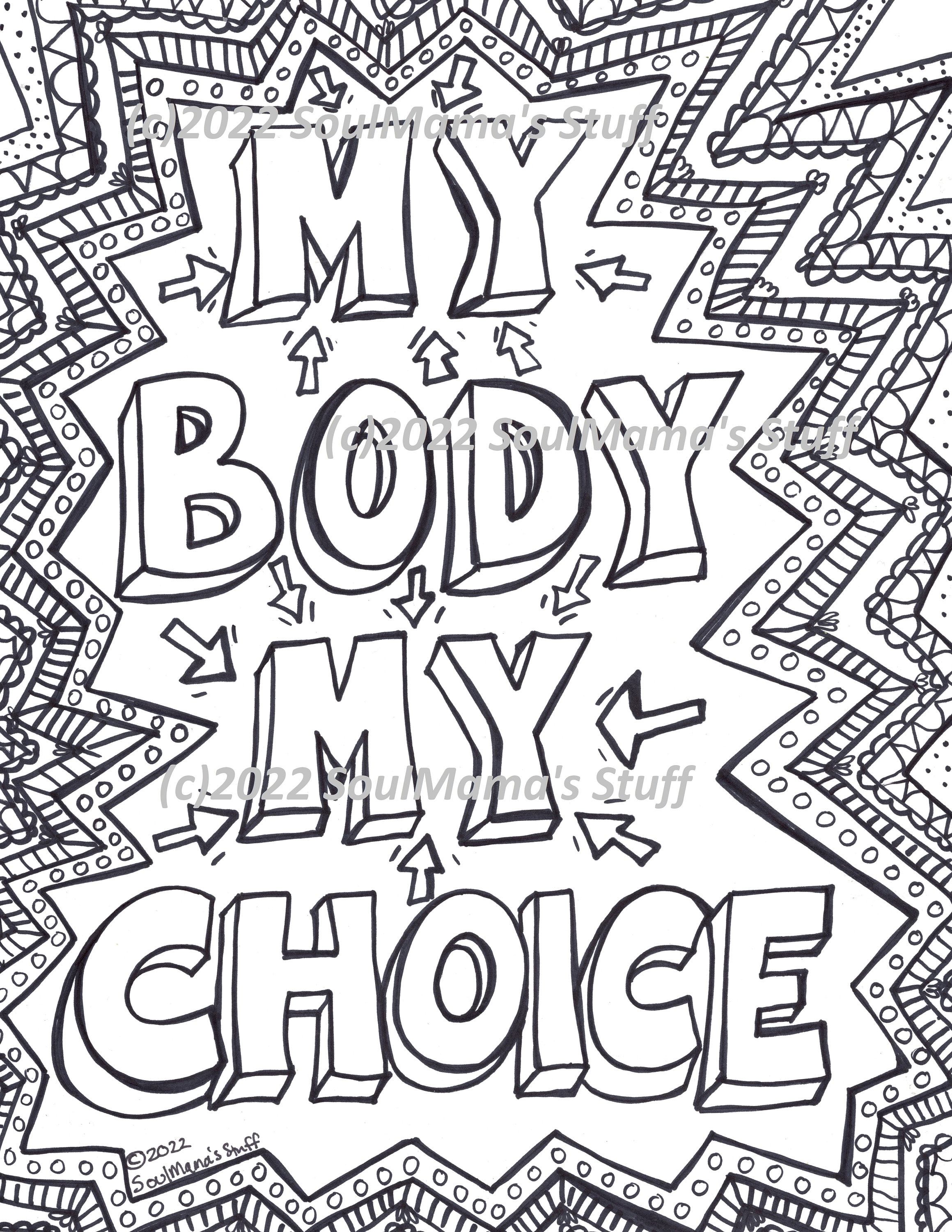 My Body My Choice Coloring Page Digital Download PDF Adult - Etsy