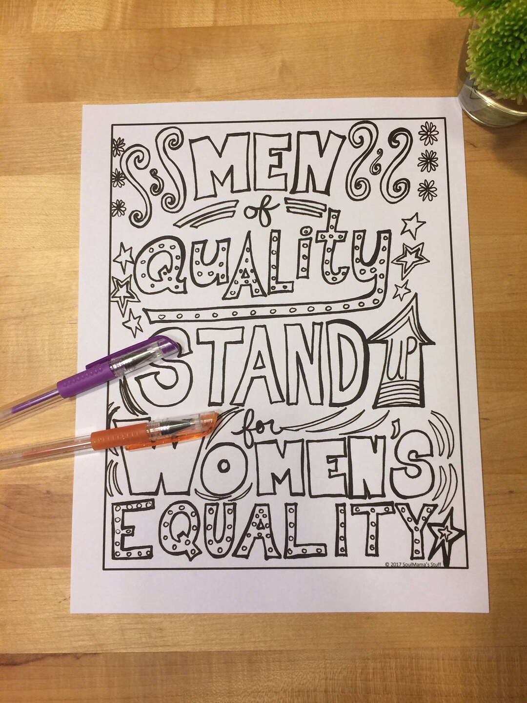 Men of Quality Stand up for Women's Equality, Coloring Page, Digital ...