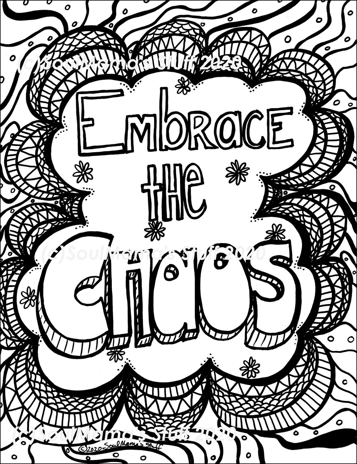 Embrace the Chaos Coloring Page Digital Download Adult - Etsy Ireland