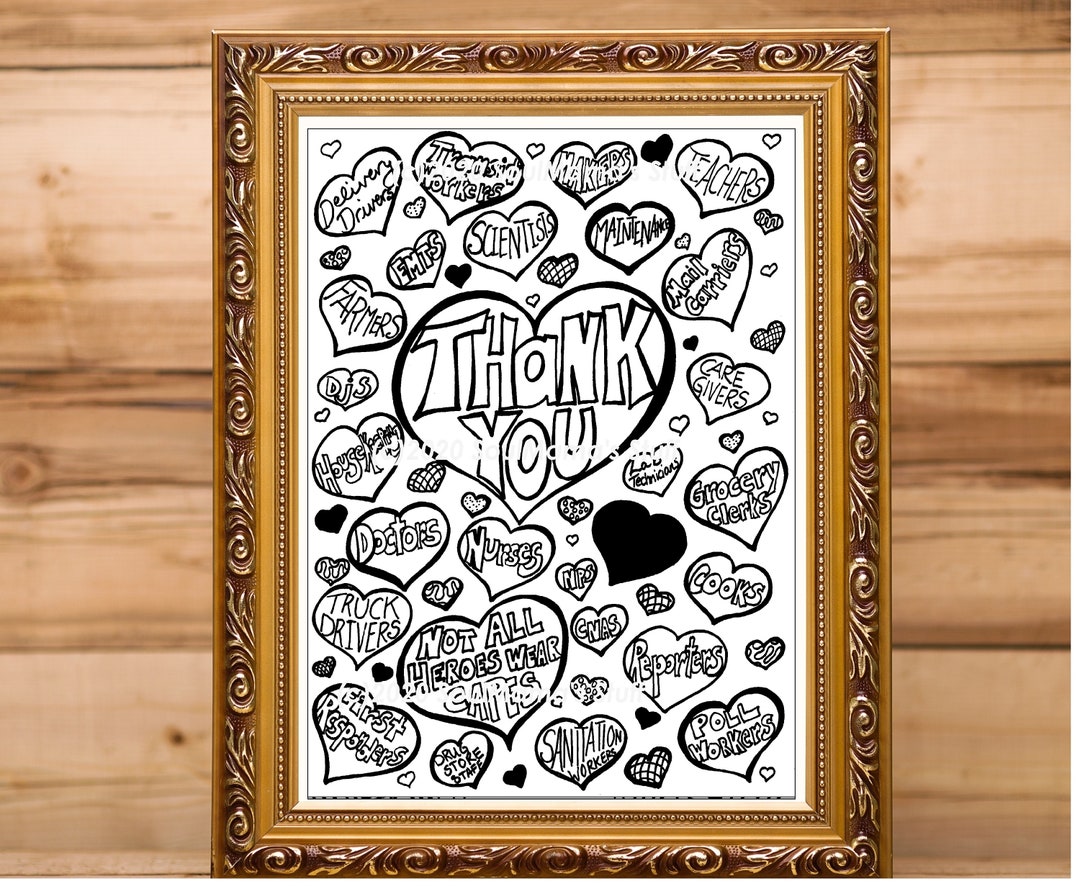Thank You Essential Workers Coloring Page, Digital Download, Printable ...