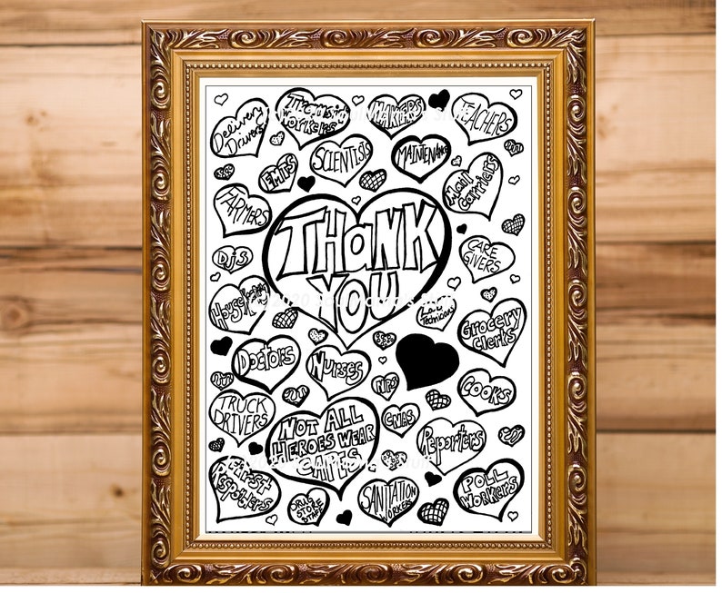 Thank You Essential Workers Coloring Page, Digital Download, Printable ...