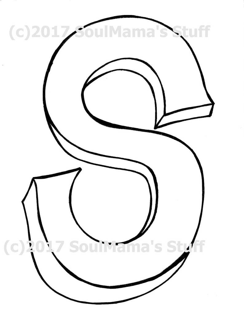 Blank Capital Letter S, Coloring Page, Digital Download, Printable ...