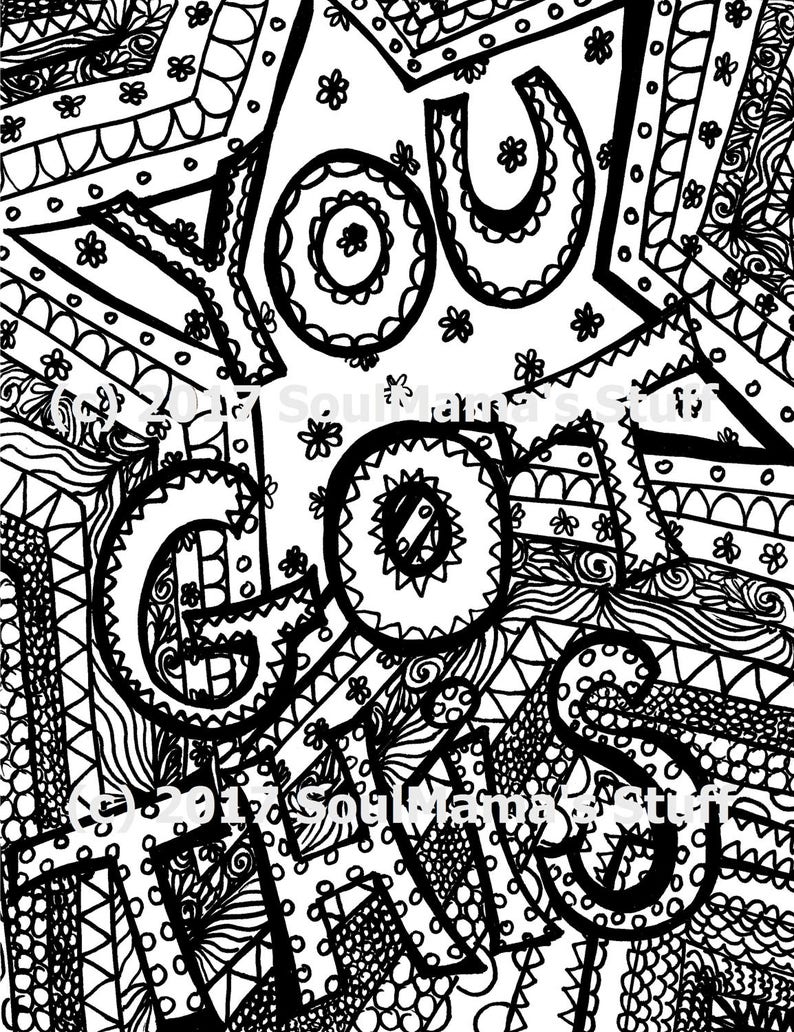 You Got This, Coloring Page, Digital Download, 8.5X11 PDF, Black and ...