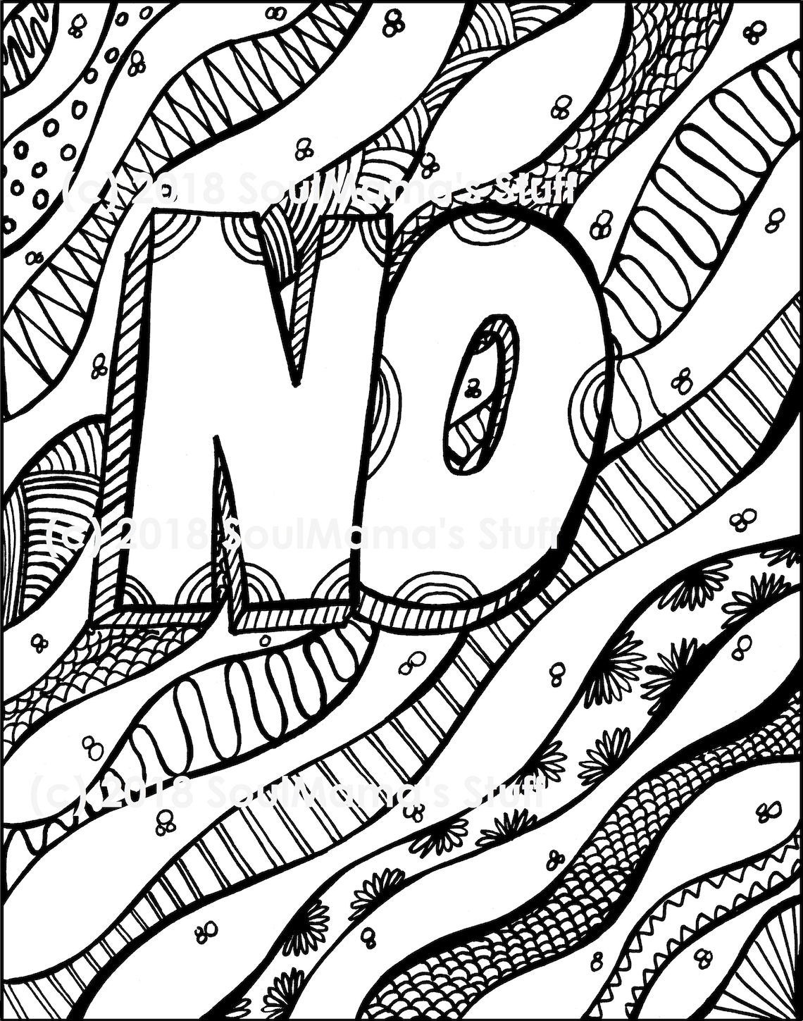 No Coloring Page, Digital Download, PDF, Adult Coloring, Anti-stress ...