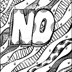 No Coloring Page, Digital Download, PDF, Adult Coloring, Anti-stress ...