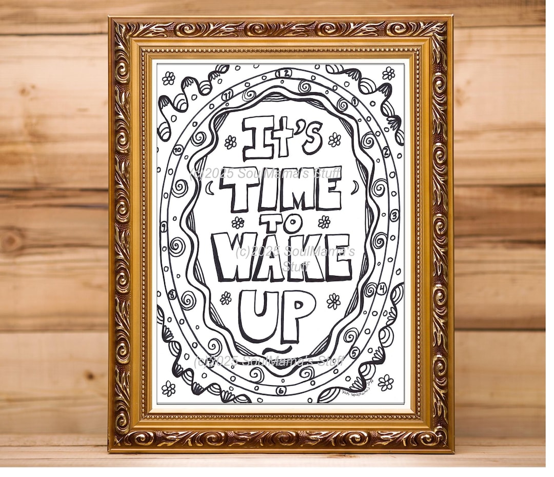 It's Time to Wake Up, Coloring Page, Digital Download, PDF File, Black ...