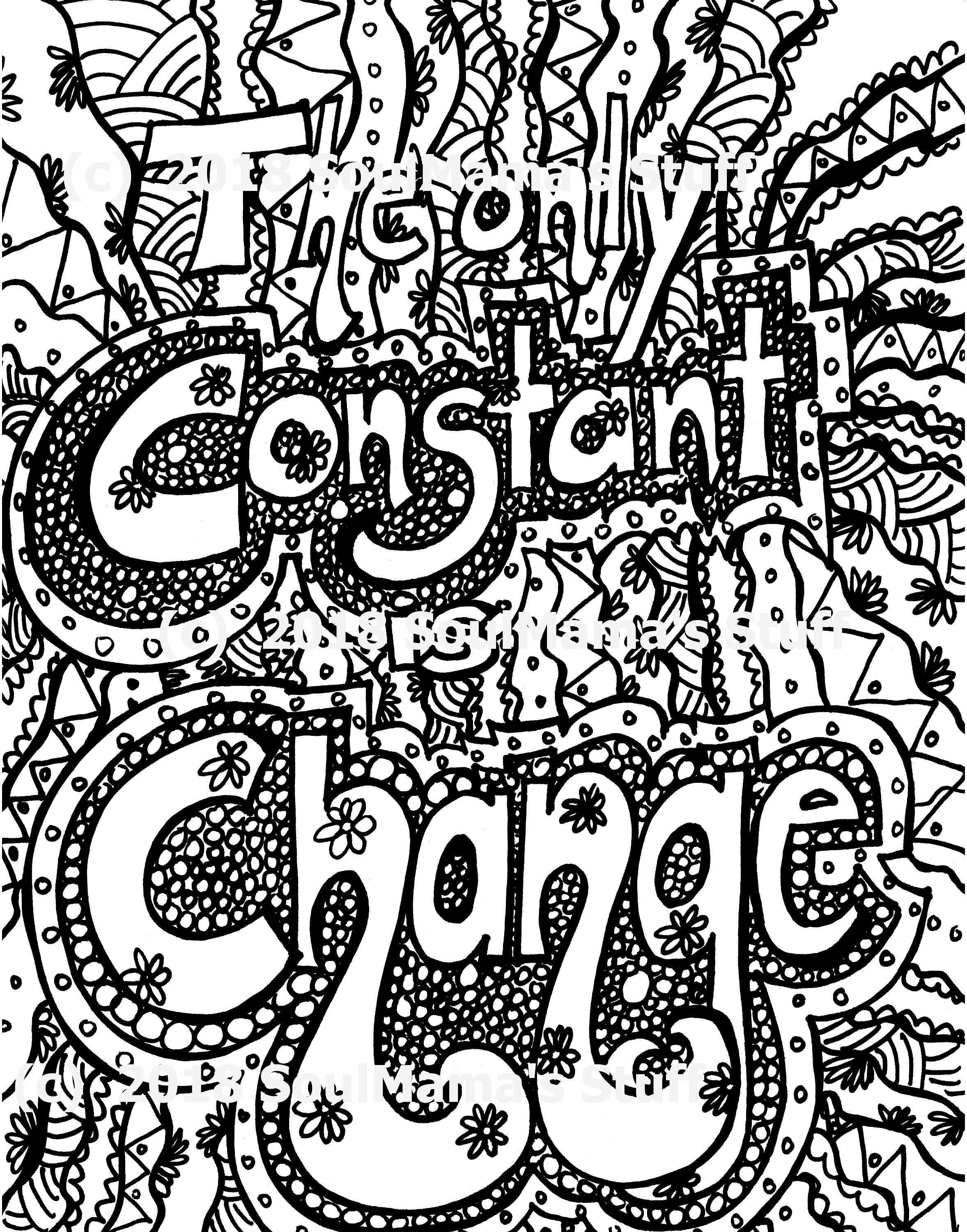 The Only Constant is Change, Coloring Page, Digital Download, Adult ...