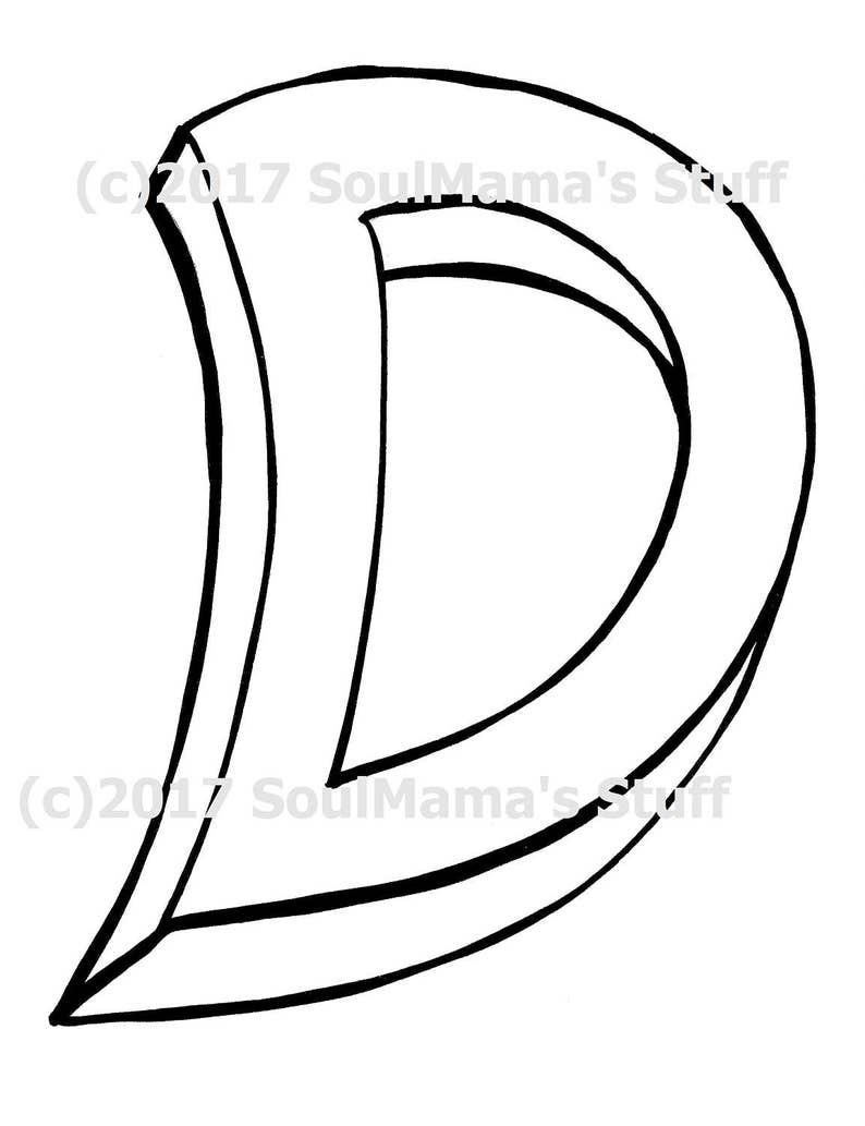 Blank Capital Letter D, Coloring Page, Digital Download, Printable ...