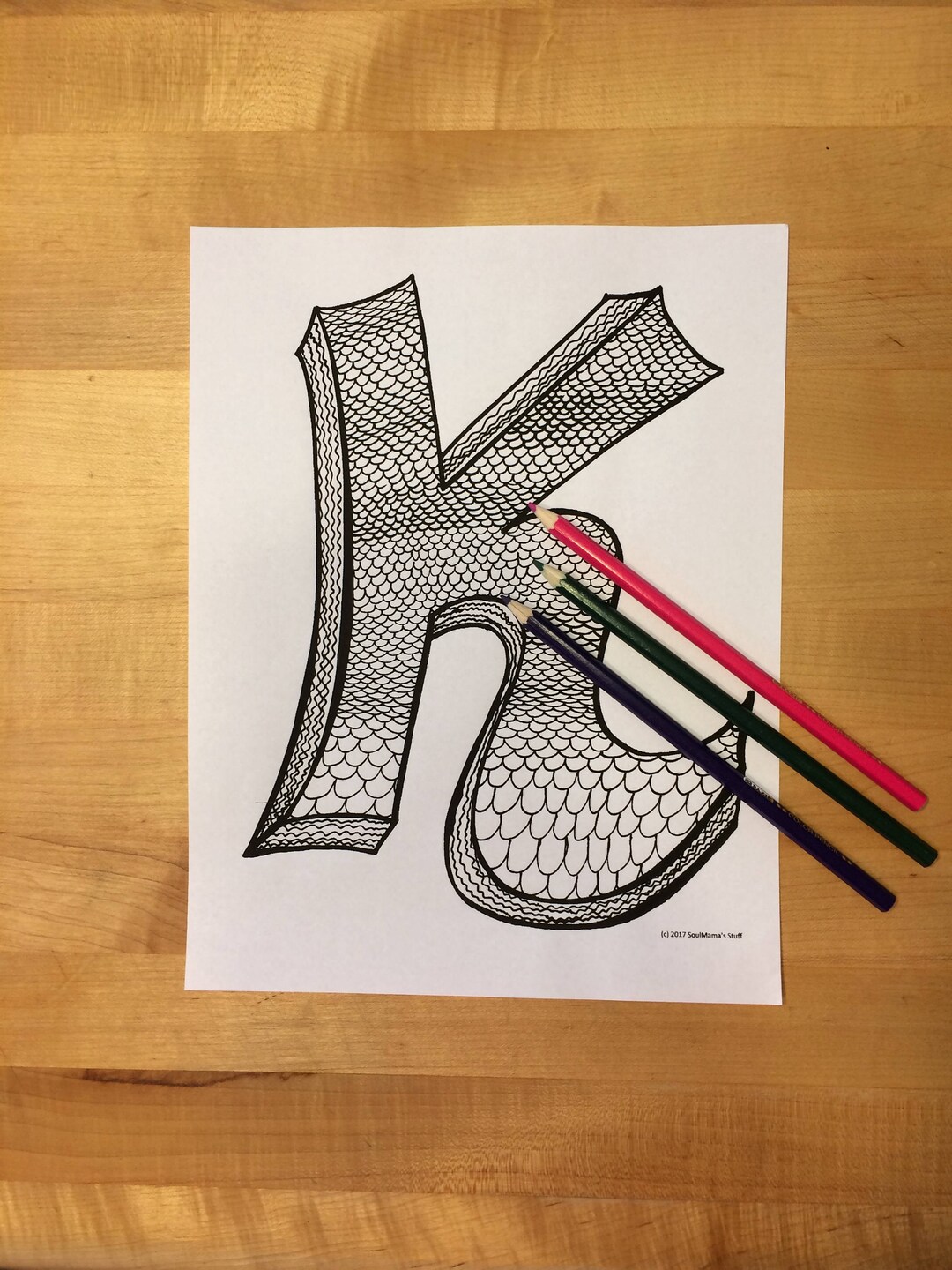 Mermaid Capital Letter K, Coloring Page, Digital Download, Printable ...